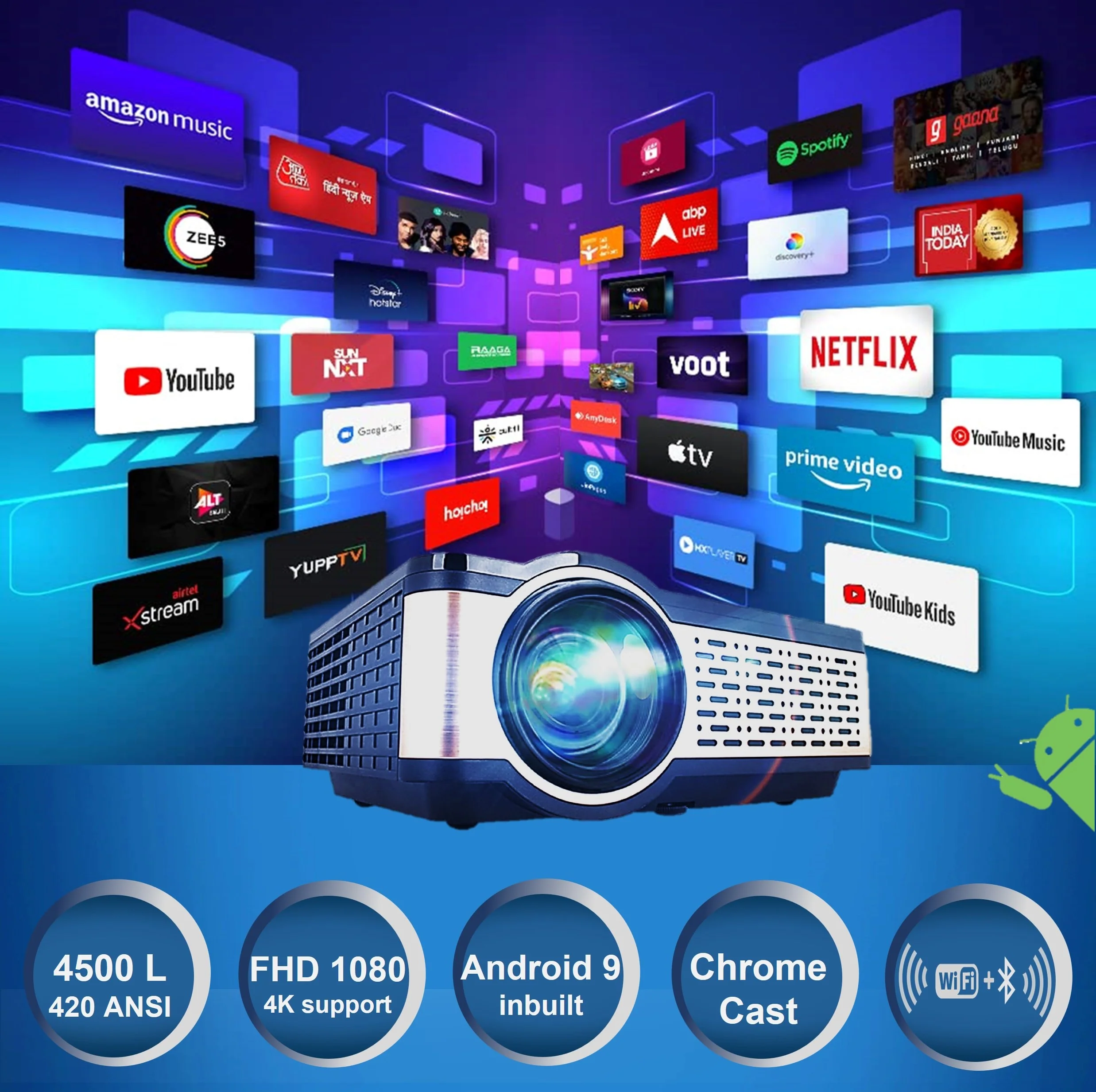 Egate E05i33 I9 Pro-Max Android, FHD 1080p Native Resolution, 300 ANSI ...