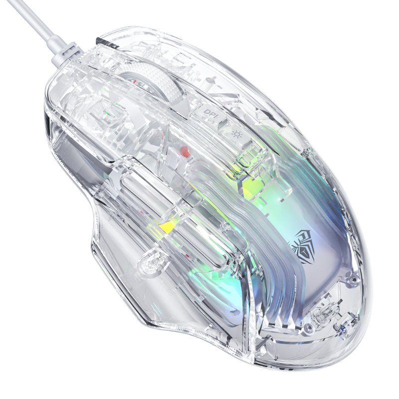AULA S80 Transparent RGB, 7200 DPI, 7 Buttons PC Wired Optical Gaming ...