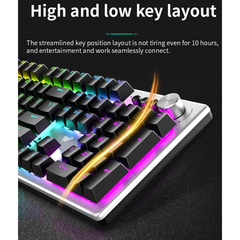 AULA F2028 Wired USB Membrane Gaming Keyboard, 25 Kinds Rainbow ...