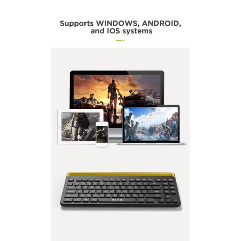 AULA AWK310 Wireless Bluetooth Multi-Device Keyboard for Windows, Apple iOS Android Or Chrome ...