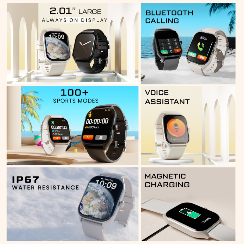 Hammer Arctic, Bluetooth Calling Smartwatch with 2.04 inch SUPER AMOLED ...