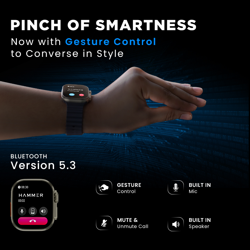 Hammer Active 2.0 Plus, Bluetooth calling Smart Watch with Gesture ...