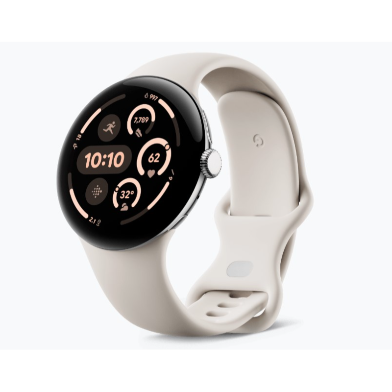 Google GA05736-US Pixel Watch 3, 45mm Smartwatch, Silver/Porcelain