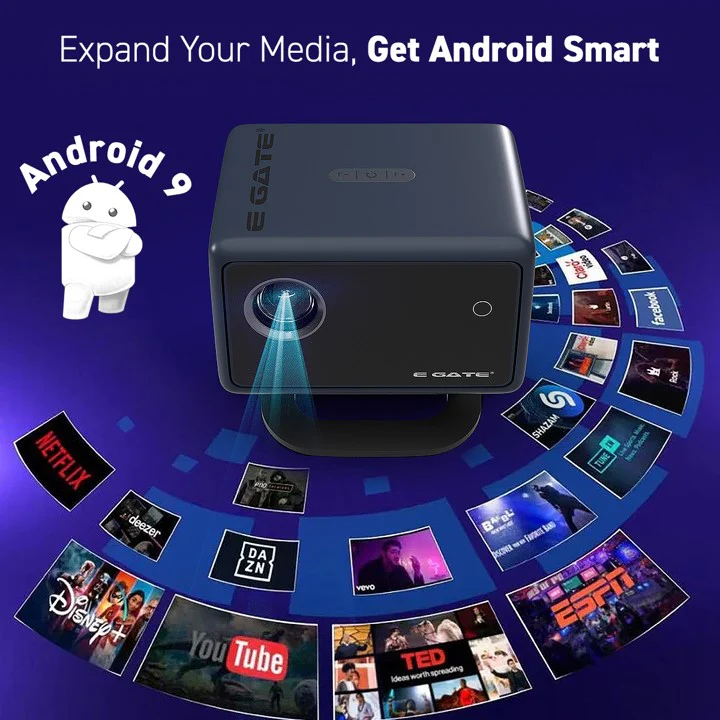 Egate EGi9A New i9 Pro Smart Projector, 6900 LED Lumens 2X Brightness ...